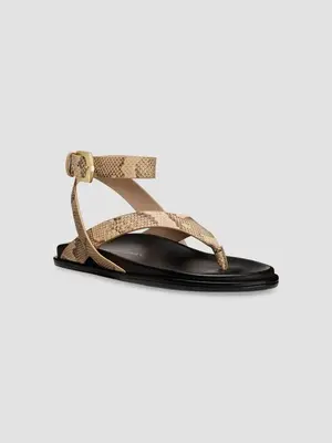 STUART WEITZMAN Marykate Snake-print Leather Sandals - Adobe