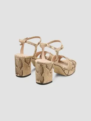 STUART WEITZMAN Dayna 80mm Snake-print Leather Platform Sandals