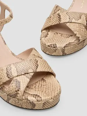 STUART WEITZMAN Dayna 80mm Snake-print Leather Platform Sandals