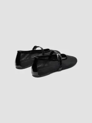 STUART WEITZMAN Sai Bareitall Mesh-leather Mary Janes - Black