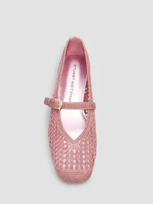 STUART WEITZMAN Leora Leather-trim Crochet Mary Janes - Soft Rose