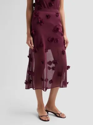 Simkhai Cora Floral Appliqué Midi Skirt