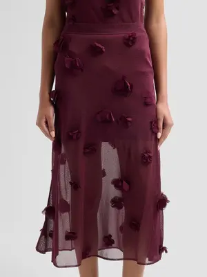 Simkhai Cora Floral Appliqué Midi Skirt