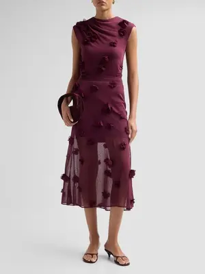 Simkhai Cora Floral Appliqué Midi Skirt