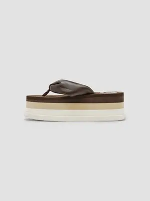 Cult Gaia Leather Platform Sandals - Luwak Multi