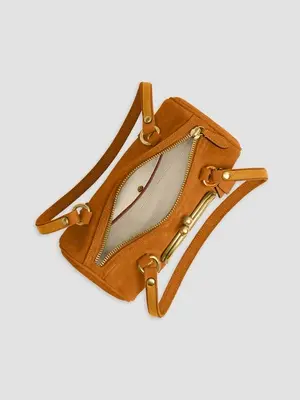 COACH Kisslock Barrel Suede Shoulder Bag