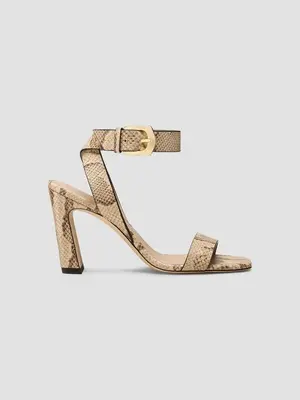 STUART WEITZMAN Sai 85mm Snakeskin-embossed Leather Sandals