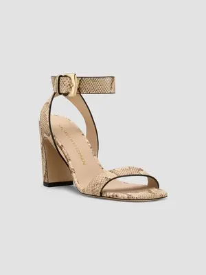 STUART WEITZMAN Sai 85mm Snakeskin-embossed Leather Sandals