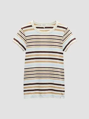 Rag & Bone The Slub Striped Cotton T-shirt - Ivory Multi