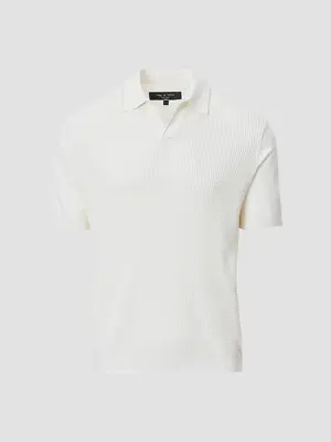 Rag & Bone Saxon Silk-cotton Johnny Polo Shirt - Chalk