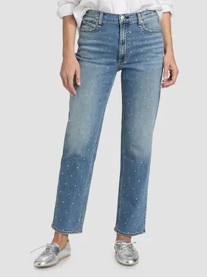 Rag & Bone Harlow Rhinestone-embellished Straight Jeans