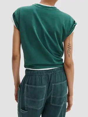 Rag & Bone Kelly Distressed Washed Boxy T-shirt - Forest