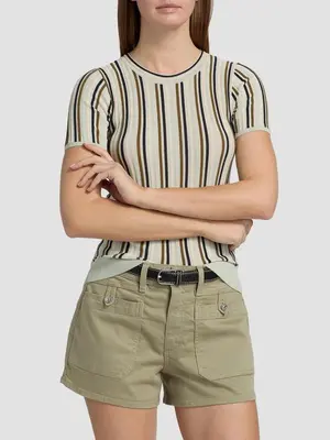 Rag & Bone Victoria Striped Rib-knit Top - Blue Multi
