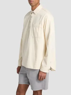 Rag & Bone Denim Long-sleeve Polo Shirt - Ecru