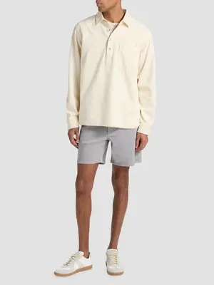 Rag & Bone Denim Long-sleeve Polo Shirt - Ecru
