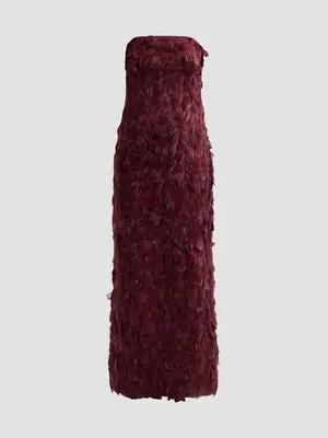Simkhai Malvina Feather Strapless Gown - Fig