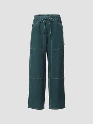 Rag & Bone Atlas Linen Straight-leg Drawstring Pants - Forest