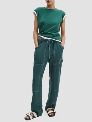 Rag & Bone Atlas Linen Straight-leg Drawstring Pants - Forest