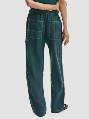 Rag & Bone Atlas Linen Straight-leg Drawstring Pants - Forest