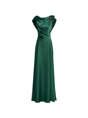 GEMY MAALOUF Draped Brooch-embellished Dress - Green