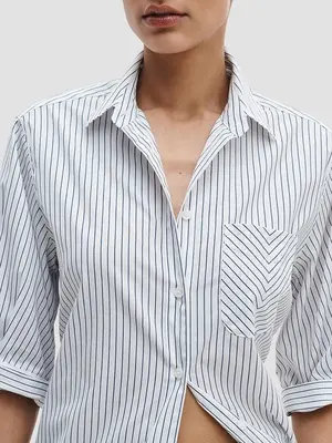 Rag & Bone Lucia Striped Cotton Mini-shirtdress - Navy Stripe
