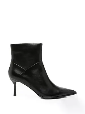 CAFÈNOIR Pointed-toe Leather Ankle Boots - Black