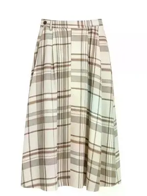 Brunello Cucinelli Check-print Pleated Midi Skirt