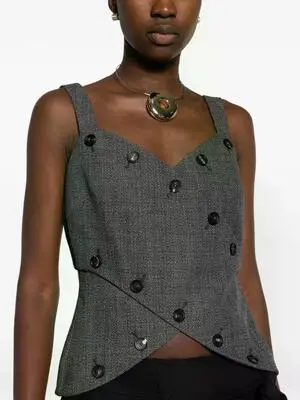 FERRAGAMO Mouliné Button-up Top
