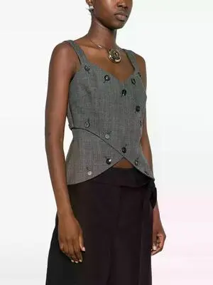 FERRAGAMO Mouliné Button-up Top - Grey