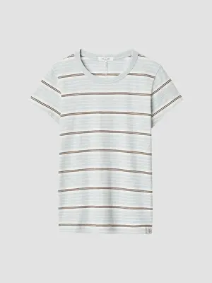 Rag & Bone The Slub Striped Pima Cotton T-shirt - Light Blue Multi