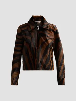 Simkhai Daria Print Leather Jacket - Zebra
