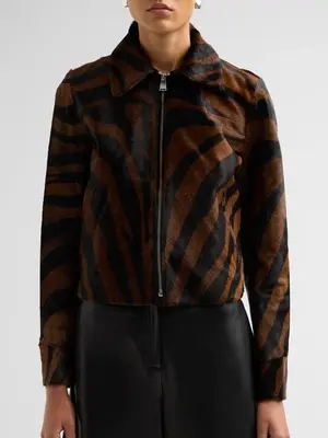 Simkhai Daria Print Leather Jacket
