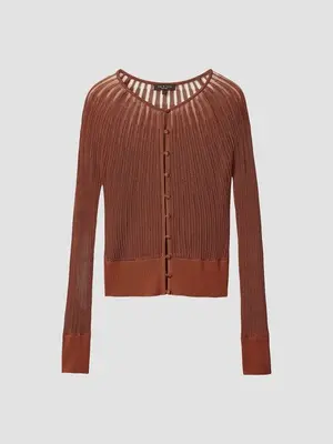 Rag & Bone Aubrey Sheer Striped Cardigan - Rust