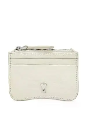 AMI Paris De Coeur Lizard-effect Card Holder - Neutrals