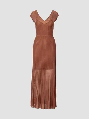 Rag & Bone Aubrey Metallic Rib-knit Maxi Dress - Rust