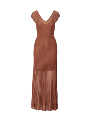 Rag & Bone Aubrey Metallic Rib-knit Maxi Dress - Rust