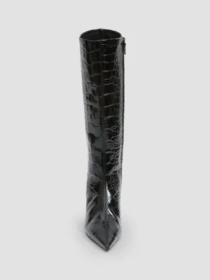 Simkhai Janine Croc-embossed Leather Knee-high Boots