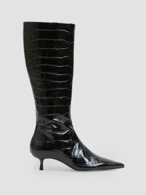 Simkhai Janine Croc-embossed Leather Knee-high Boots