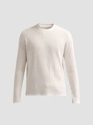 Rag & Bone Harvey Textured Knit Crewneck Top - Chalk