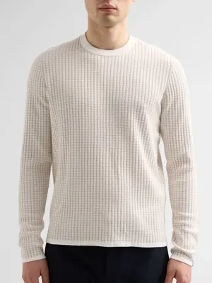 Rag & Bone Harvey Textured Knit Crewneck Top - Chalk