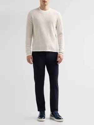 Rag & Bone Harvey Textured Knit Crewneck Top - Chalk
