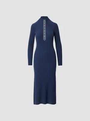 Rag & Bone Lucy Rib-knit A-line Midi Dress - Navy