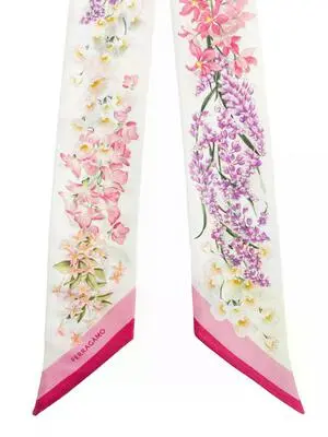 FERRAGAMO Spring-print Silk Scrunchie With Mini Bandeau