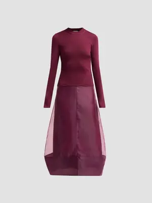 Simkhai Maril Sheer Skirt Midi Dress - Fig