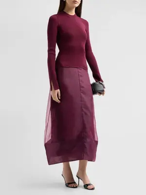 Simkhai Maril Sheer Skirt Midi Dress