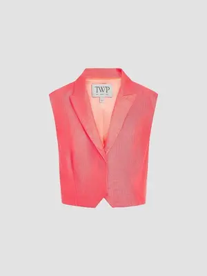 TWP Katie Linen-blend Tailored Vest - Red