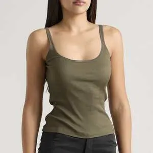 FRUITY BOOTY Intimo Lace Trim Tank Top - Grey