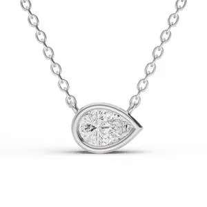 SEREIA OFFICIAL 14k Gold 0.5 Ct Lab-grown Pear Diamond Bezel Solitaire Pendant White Gold - Silver