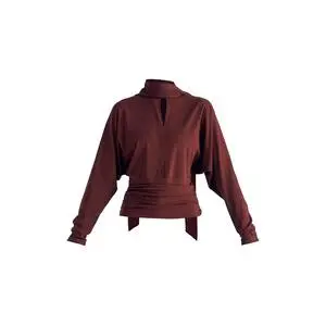 PAISIE Convertible Scarf-neck Lyocell Jersey Top With Ruched Waist In Wine - Red