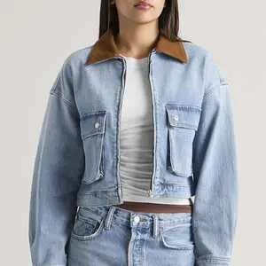 Good American Denim Swing Cropped Jacket